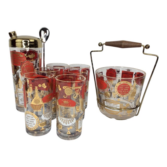 Mid-Century Recipe Cocktail Set | Chairish