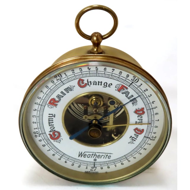 Vintage Brass Wall Mount or Desk Top Barometer Made in Germany | Chairish