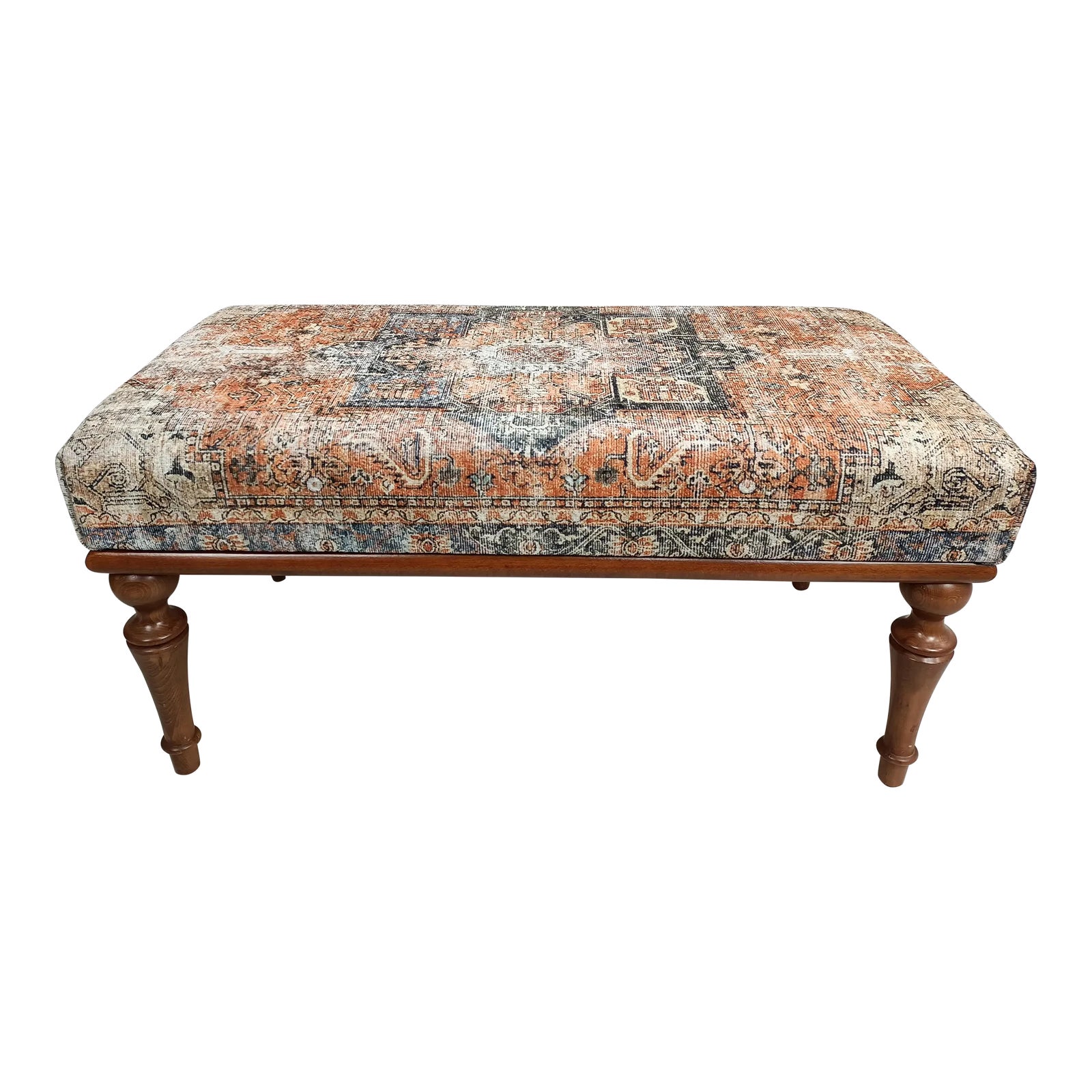 Bohemian Rug Upholstered Piano Bench | Chairish