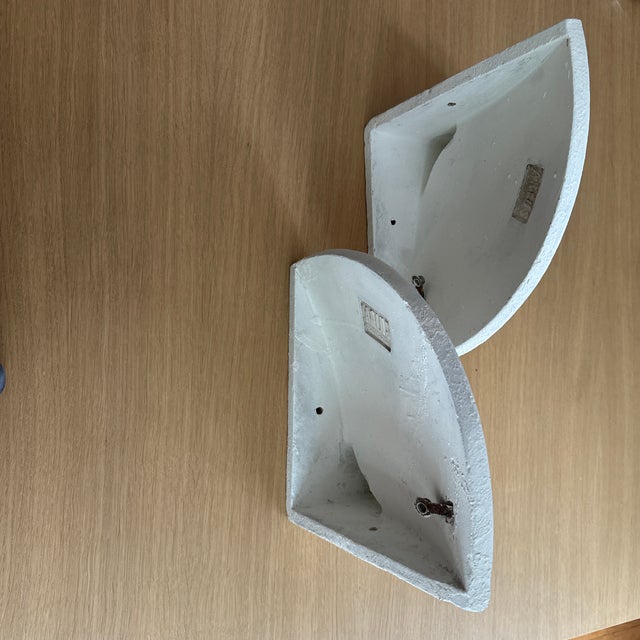 1960s Arlus Art Deco White Plaster Corner Sconces, Pair, Signed | Chairish