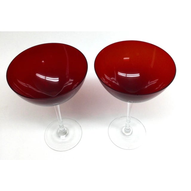 Vintage Ruby Red Crystal Martini Cosmo Manhattan Stemware a Pair | Chairish