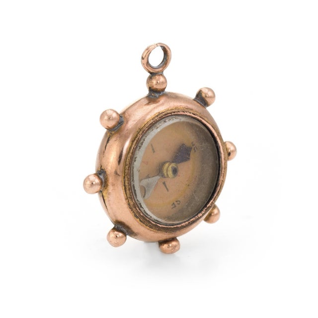 Antique Victorian Compass Fob Ships Wheel 9k Rose Gold Pendant Nautical ...