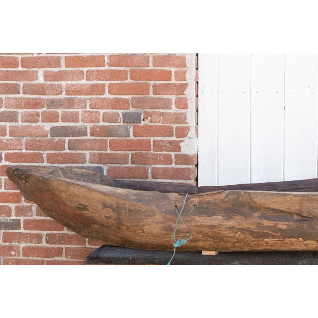 200" Long Antique Primitive Wooden Canoe | Chairish