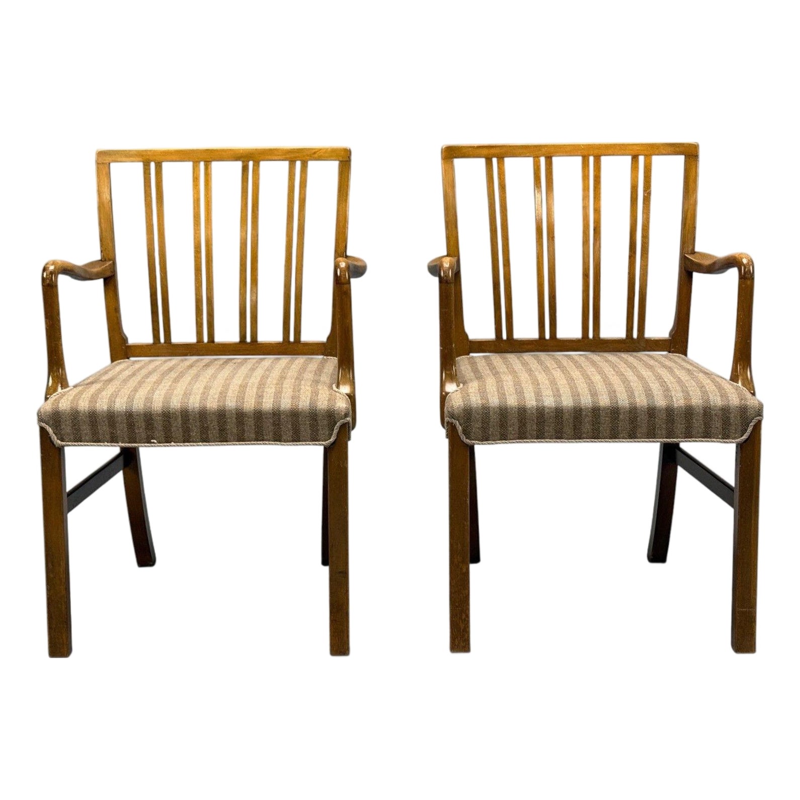 Ole Wanscher, Armchairs, Beech, Fabric, Denmark, 1940s | Chairish