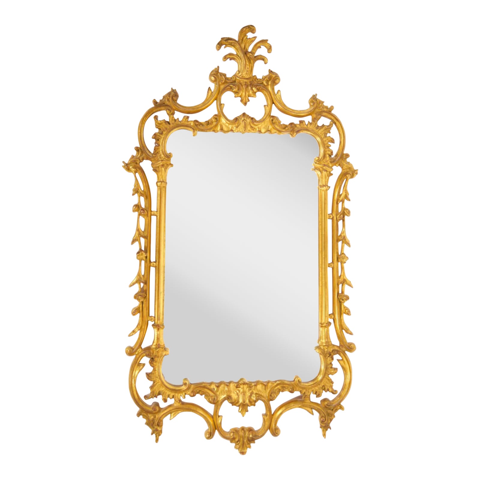 French Rococo Style Gilt Wood Frame Hanging Wall Mirror | Chairish