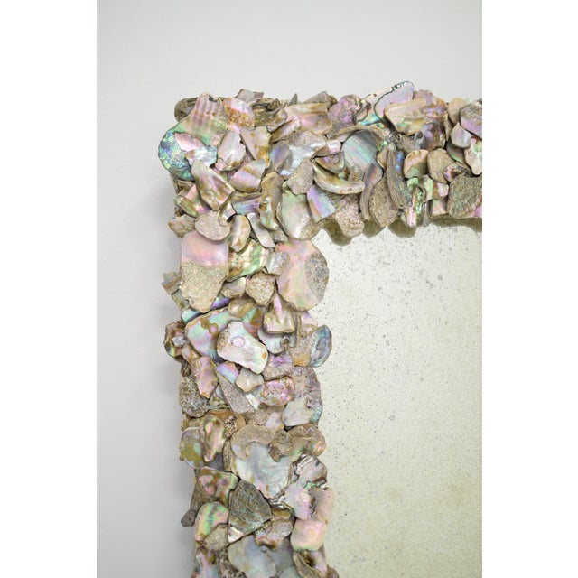 Large Tony Duquette Style Abalone Framed Mirror | Chairish