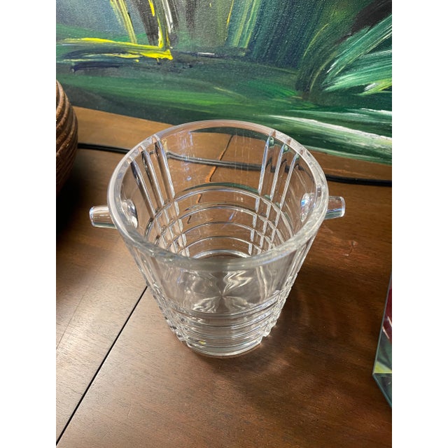 Vintage Plaid Cut Crystal Ice Bucket With Tab Handles | Chairish