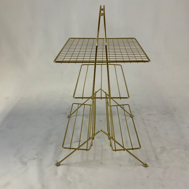 Mid-Century Atomic Metal Reading Materials Side Table Stand With Book ...