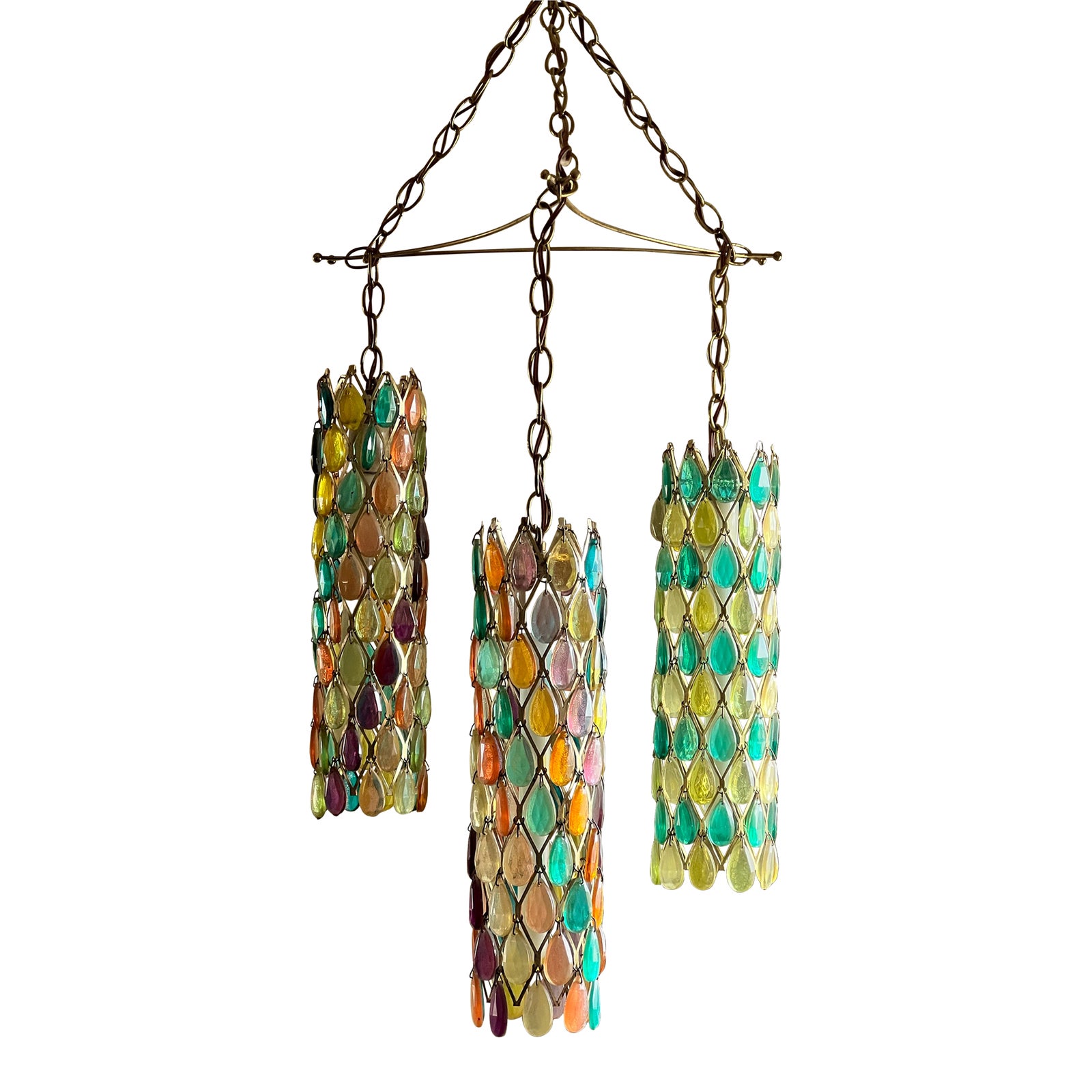 Vintage 1960s-70s Handmade Boho Resin Teardrop Hanging Lamp 3-Tier Mid ...