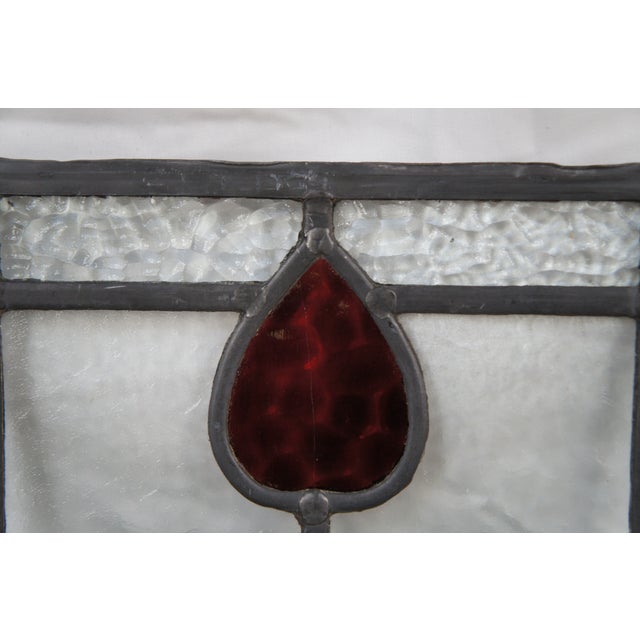 Antique English Victorian Art Nouveau Stained Glass Rose Transom Window ...