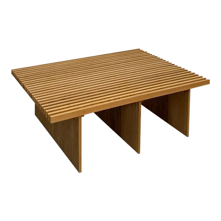 Triple Slat Bench by Vintage on Point in White Oak | Chairish