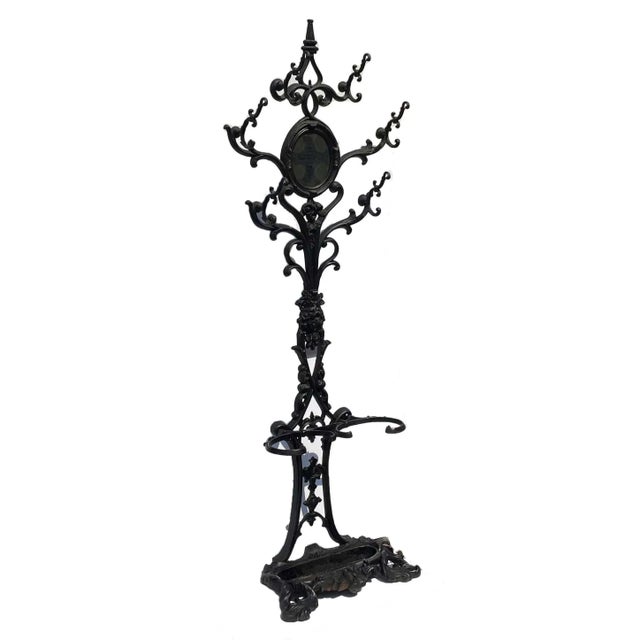 Mid 20th Century Vintage Cast Iron Victorian Coat Rack with Umbrella ...