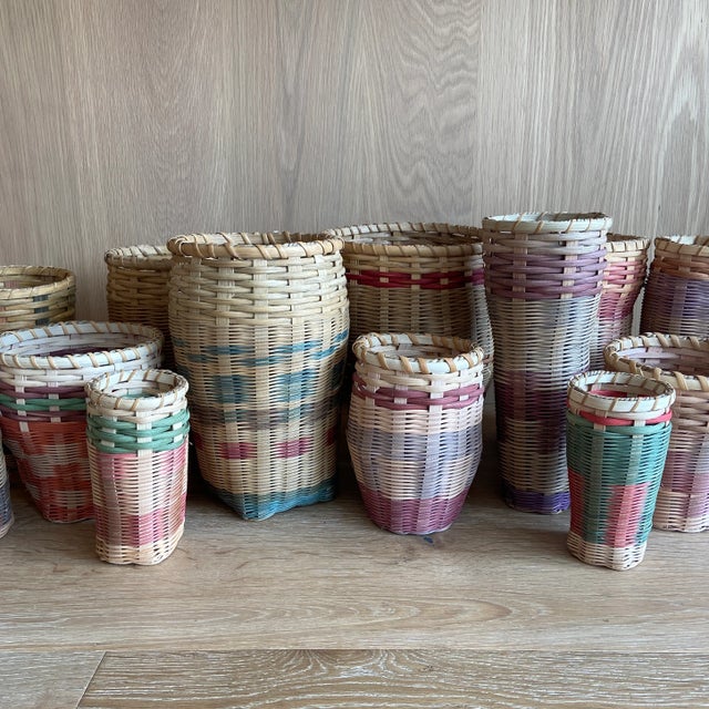 Vintage Set of 14 Woven Wicker Baskets | Chairish