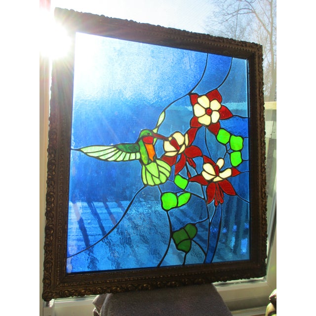 Plexiglass Hummingbird Window in Antique Gilded Wood Frame | Chairish