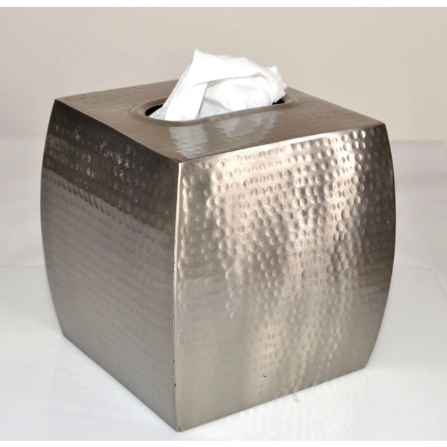 Vintage Cube Hand Hammered Stainless Steel Tissue Boutique Box Cover ...