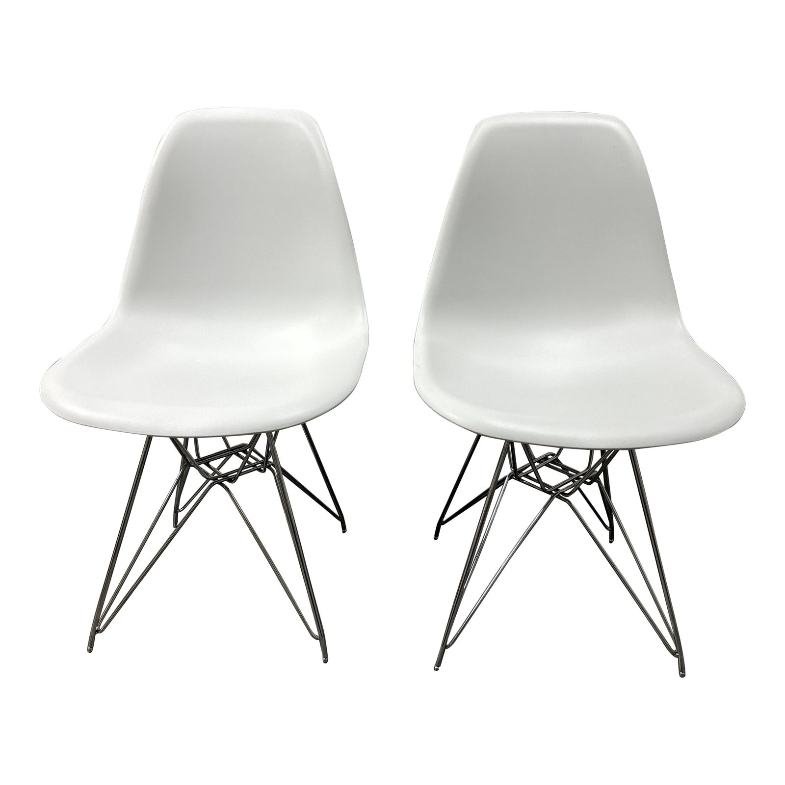 Eames Style Molded Plastic Side Chairs, a Pair | Chairish