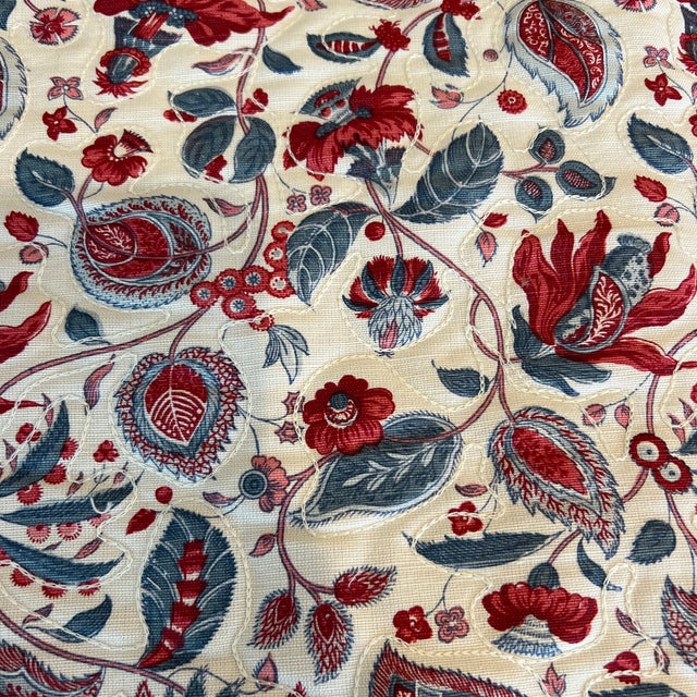 English Designer Bennison Cochin Custom Quilted Linen Fabric Remnant ...