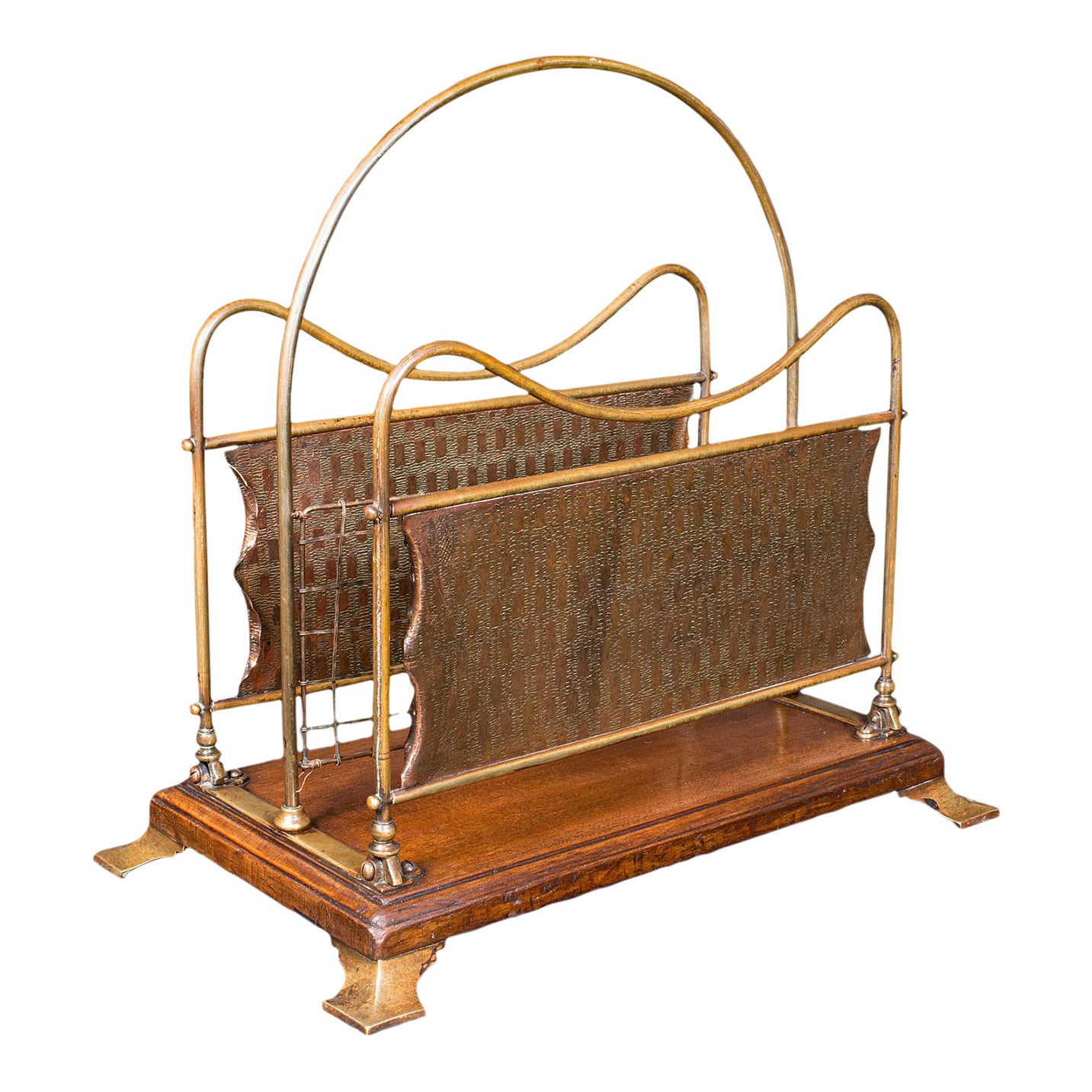Antique Newspaper Rack, French, Brass, Copper, Walnut, Magazine Stand ...