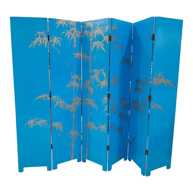 2000s 6-Panel Hand Painted Room Divider Featuring a Spring Botanical ...