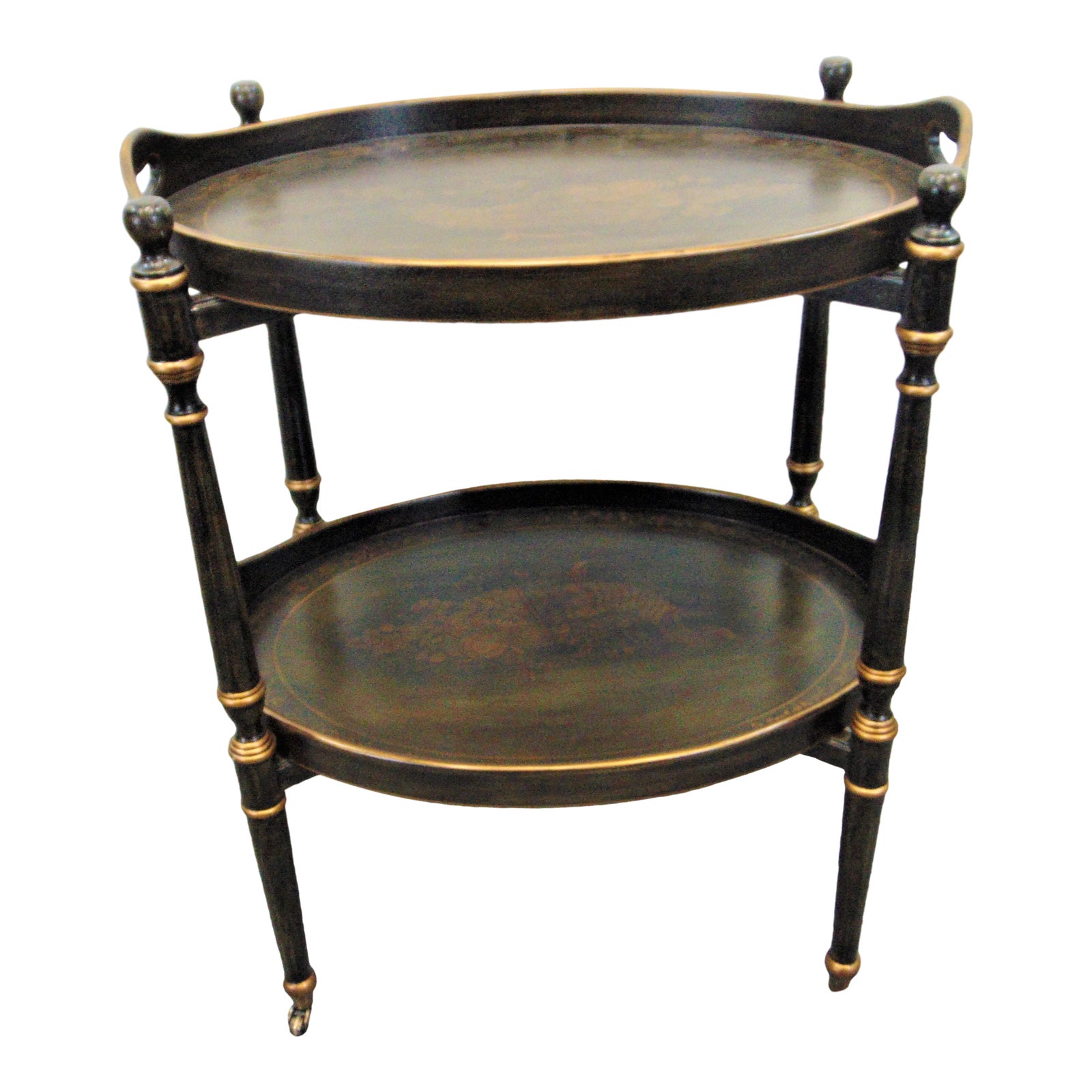 Late 20th Century Regency Stencil Decorated Serving Cart | Chairish