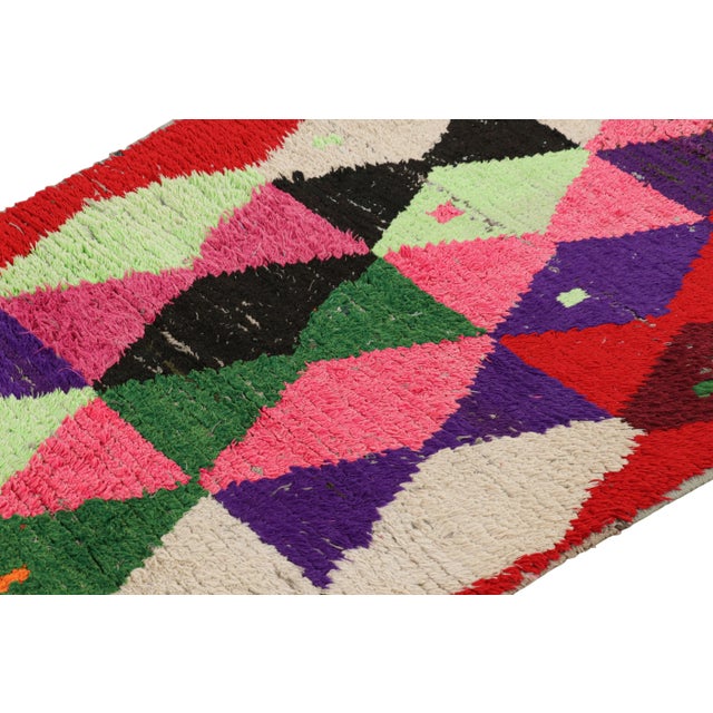 Vintage Moroccan Runner Rug With Polychromatic Diamond Patterns | Rug ...