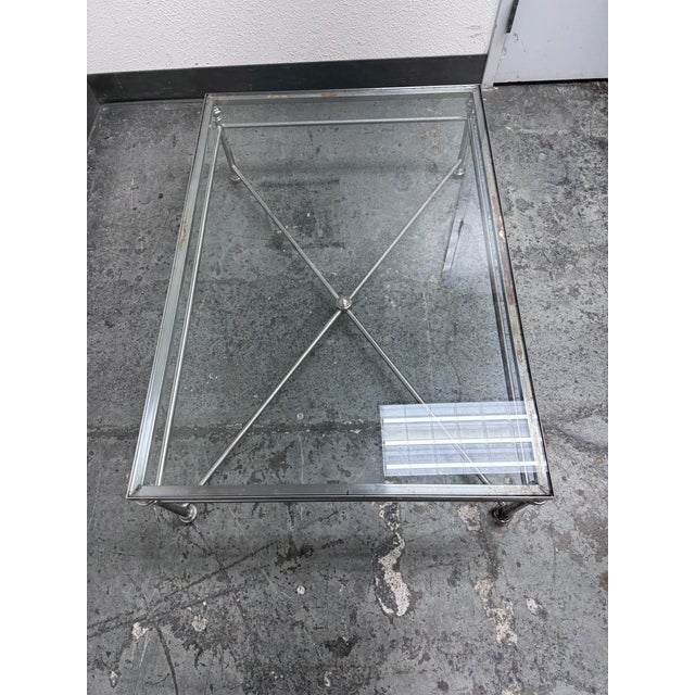 X-Frame Metal + Glass Coffee Table | Chairish