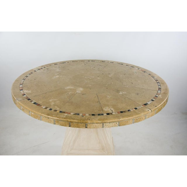1990s Neoclassical Stone and Tile Composite Pedestal Center Table ...