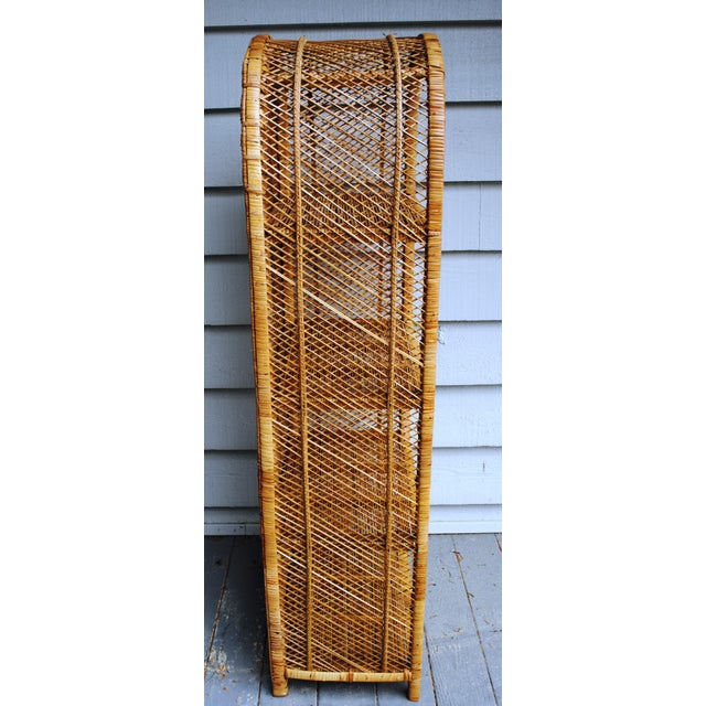 Late 20th Century Vintage Small Wicker 4 Tier Bookcase - Etagere | Chairish