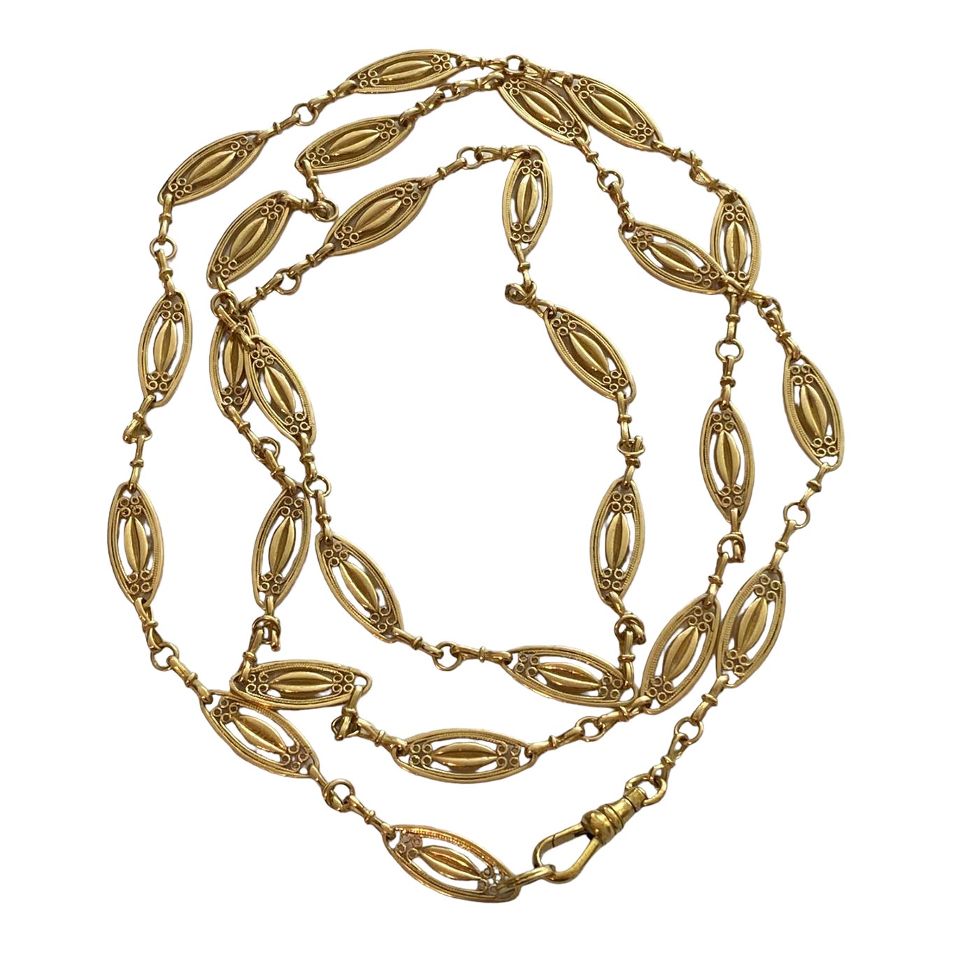 Antique 18k Yellow Gold 42" Long Guard Chain | Chairish