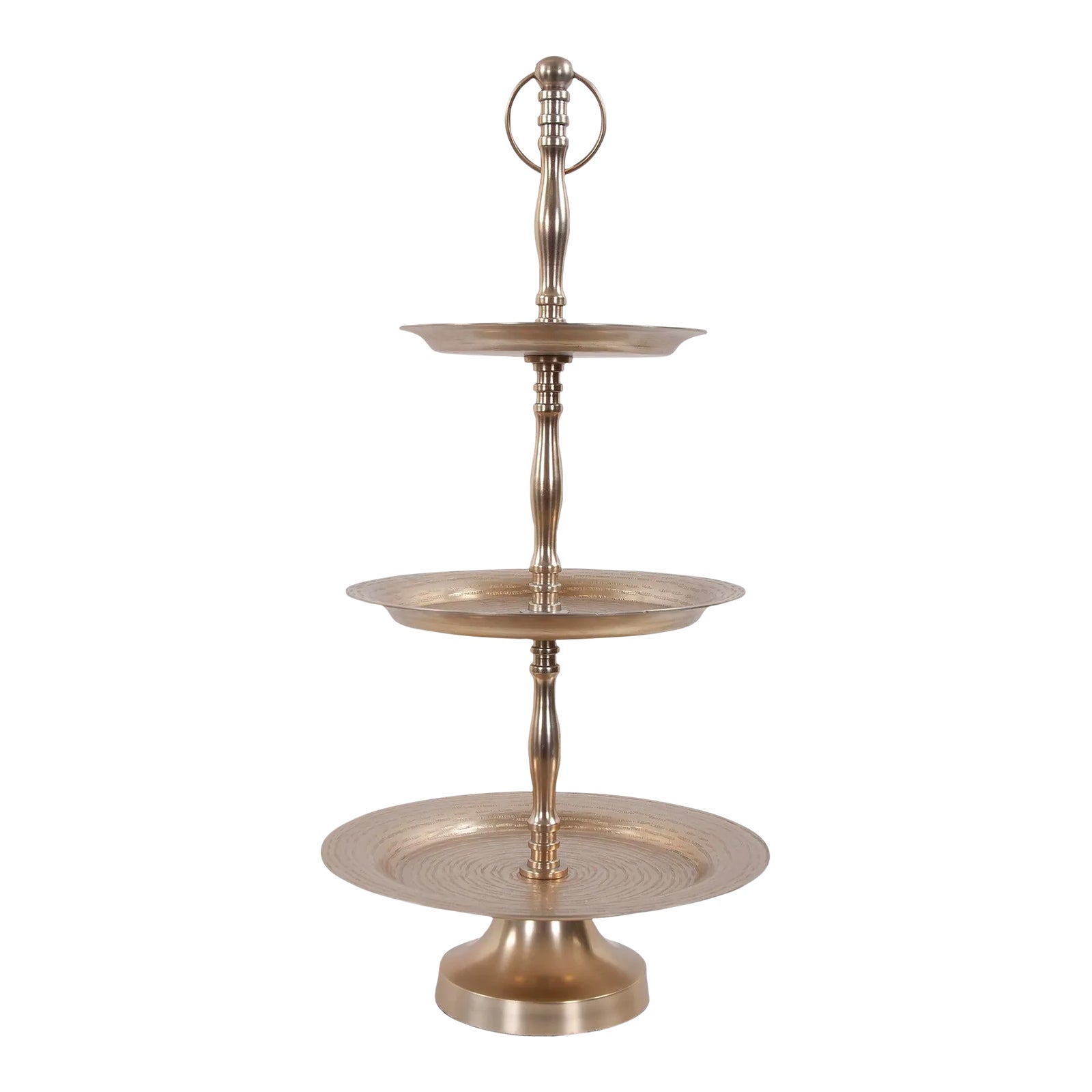 The Hammered Em Dash 3 Tiered Service Tray | Chairish