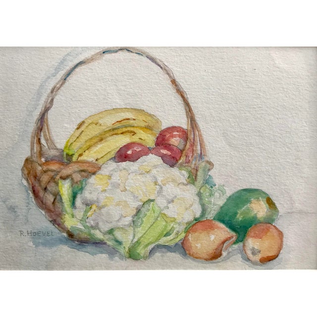 Vintage Mid Century Watercolor Still Life of Fruit R. Hovel | Chairish
