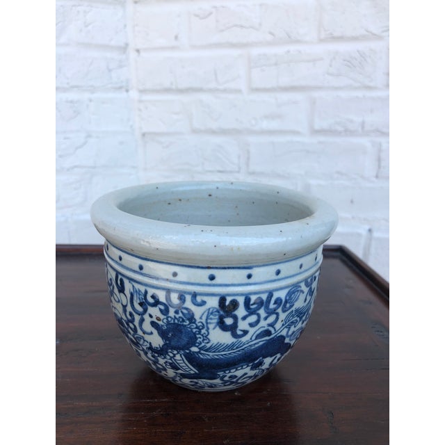 Chinese Blue & White Porcelain Cachepot | Chairish