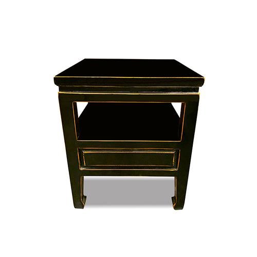 Asian Black Lacquer Nightstand | Chairish
