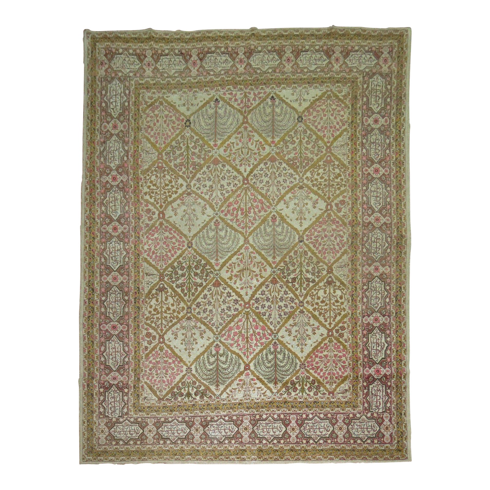 Antique Cypress Tree Persian Tabriz Love Poem Rug, 8'8'' X 12'1 ...