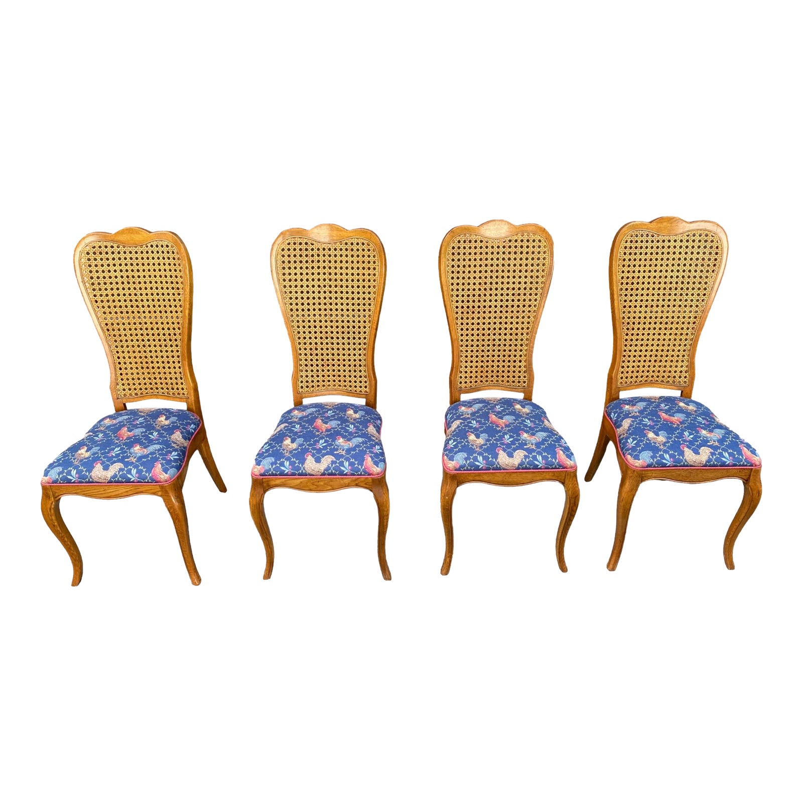 Cane Back Rooster Dining Chairs - Set of 4 | Chairish