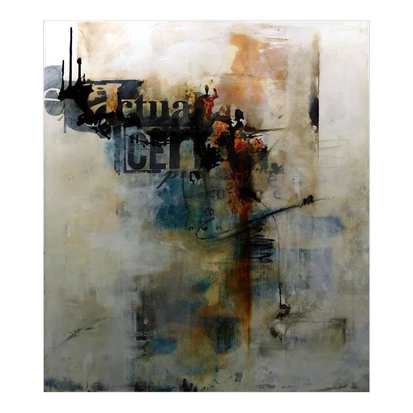 Ray Phillips "Actual" Abstract Mixed-Media Painting on Canvas, Hand ...