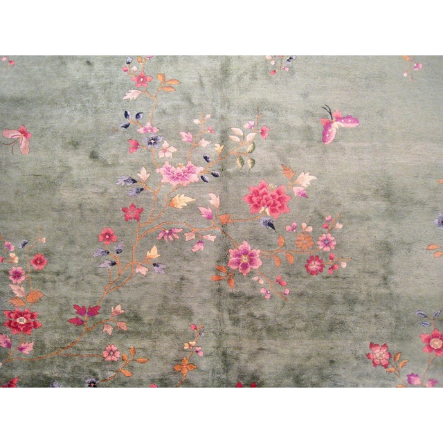 Vintage Chinese Art Deco Oriental Rug, in Room Size, W Open Field and ...