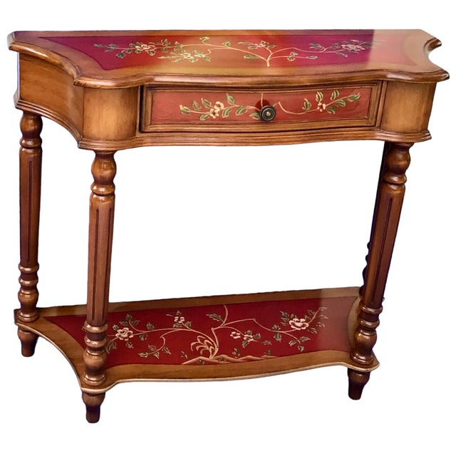 Vintage Hand-Painted English Cottage Style Hall Console Table and Oval ...