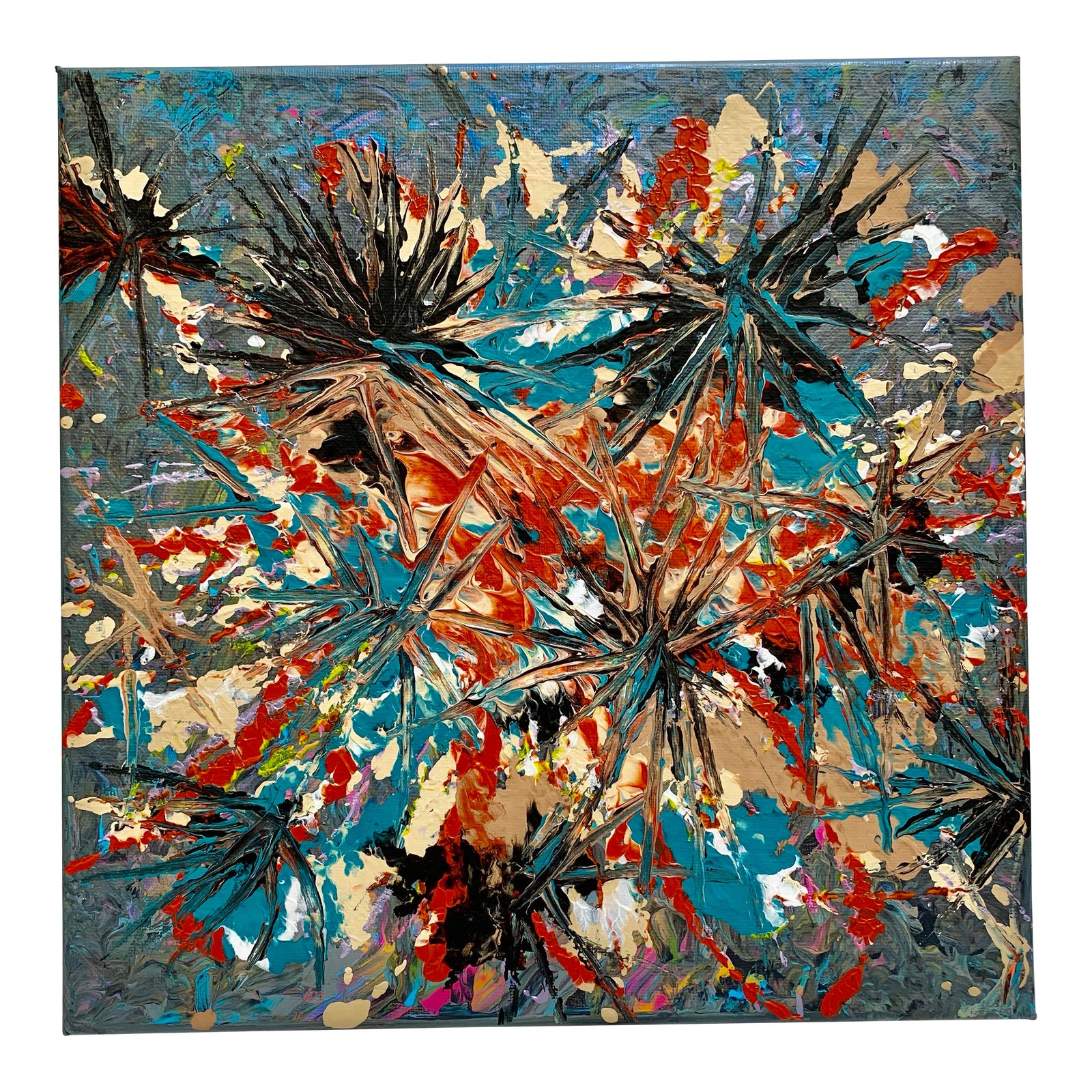 Original Effervescent Canvas Painting in Assorted Bold Colors | Chairish