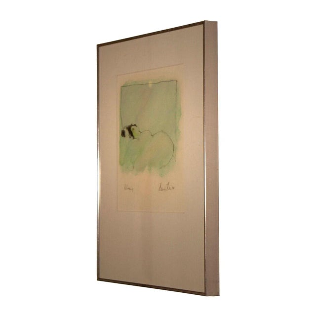 1970s Relaxing Signed Modern Abstract Female Nude Pastel on Paper ...