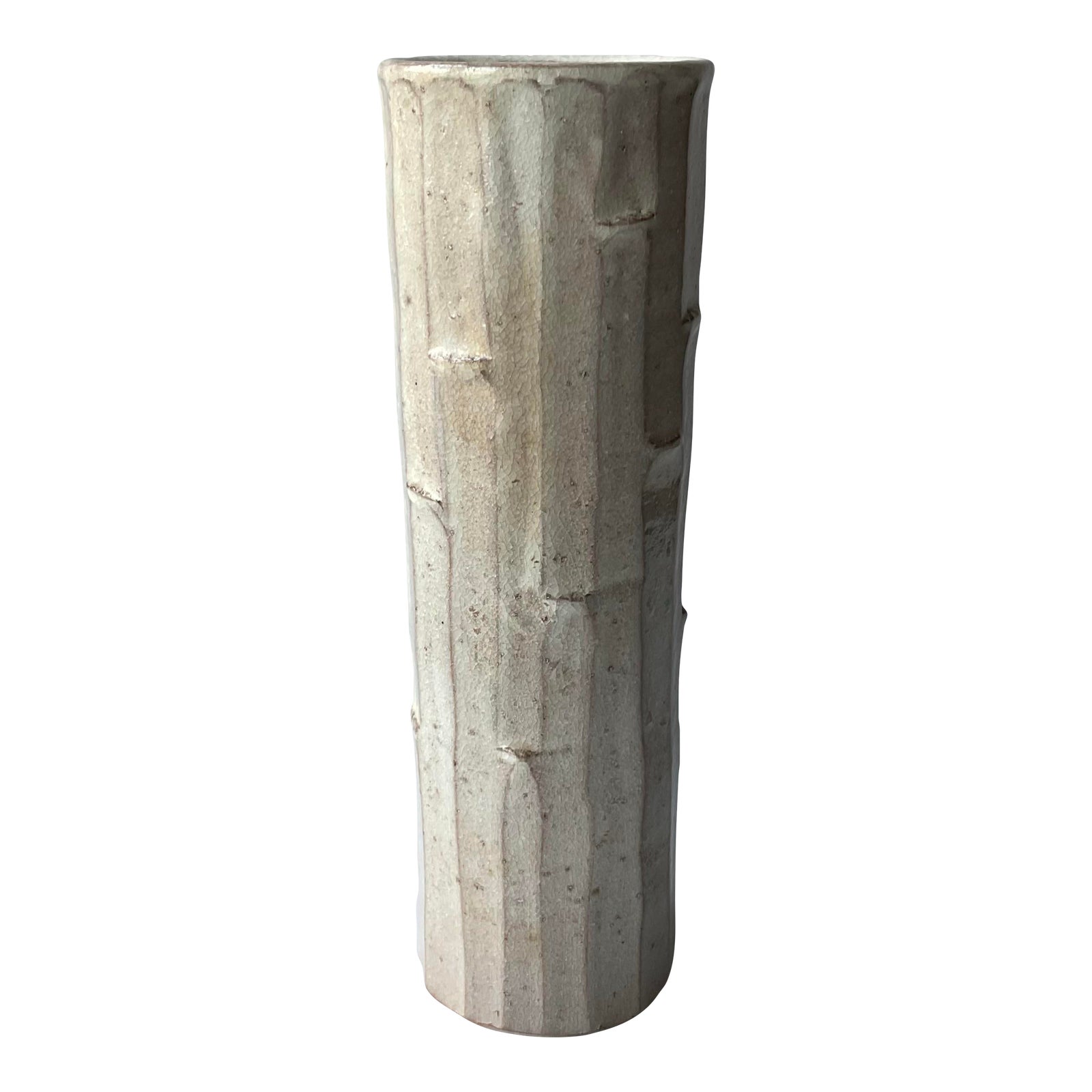 1960s Japanese Bamboo Pottery Vase | Chairish