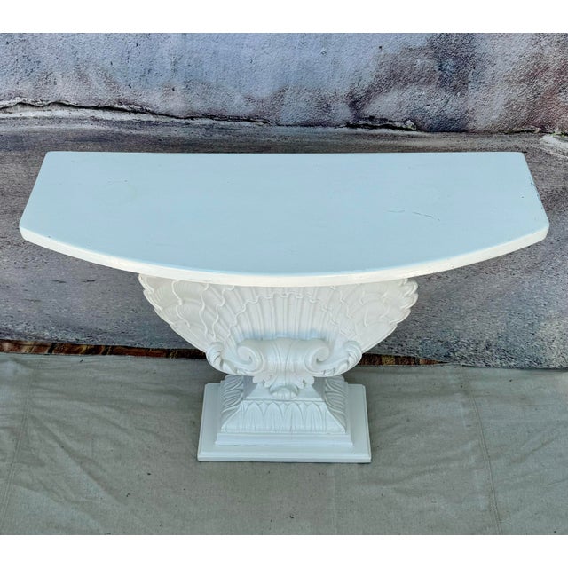 White Shell Form Hollywood Regency Console Table | Chairish