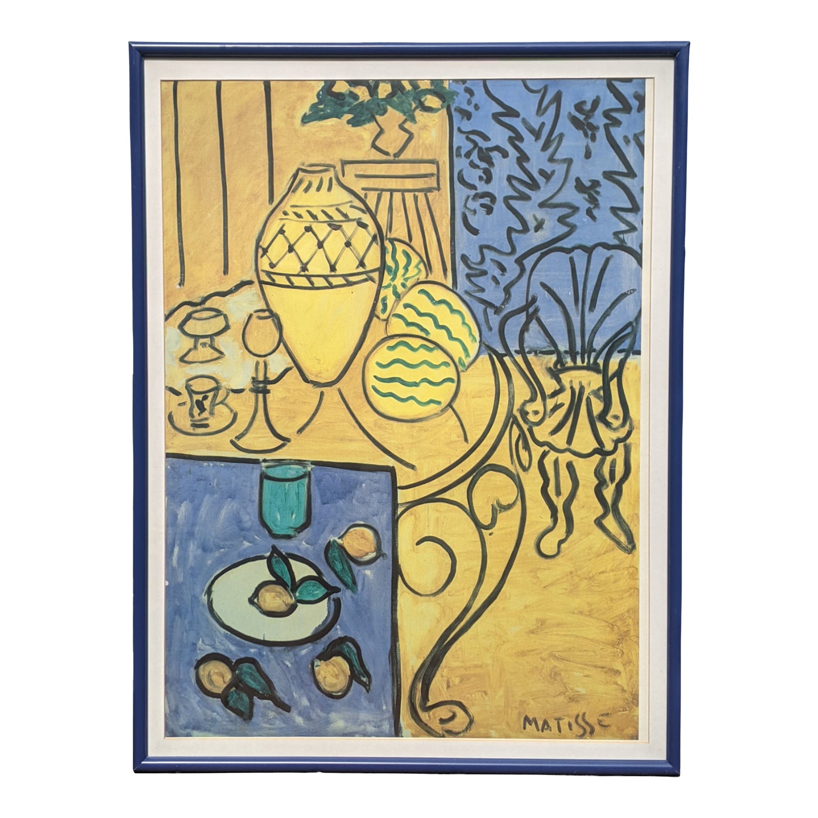 Henri Matisse "Yellow and Blue Interior" Still Life Art Framed 1948 ...