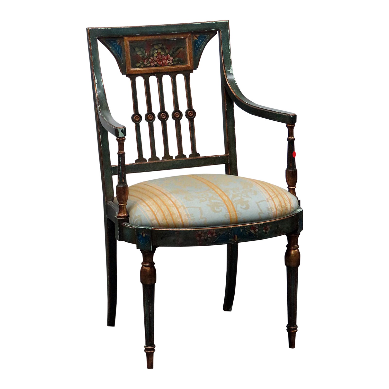 Antique Adams Style Paint Decorated Arm Chair | Chairish