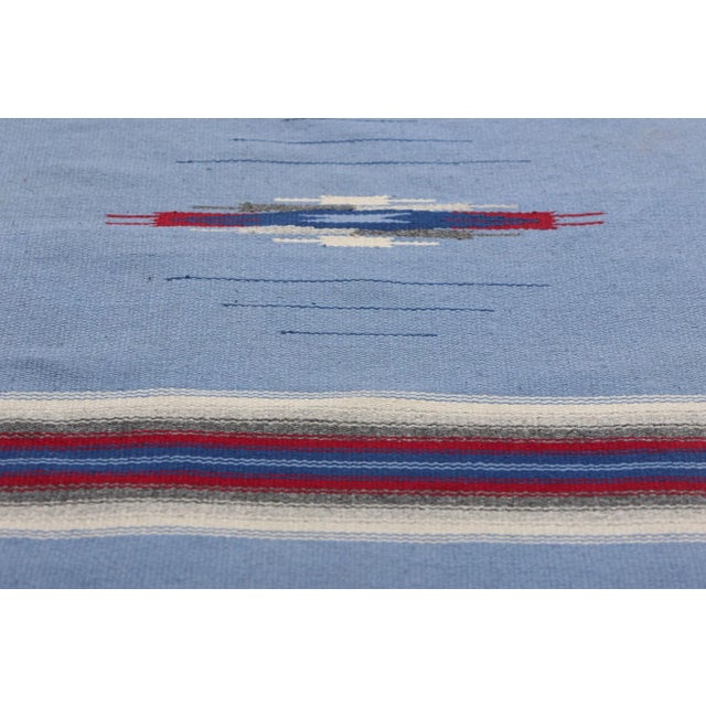Vintage Sky Blue New Mexico Chimayo Rug - 01'08 X 03'03 | Chairish