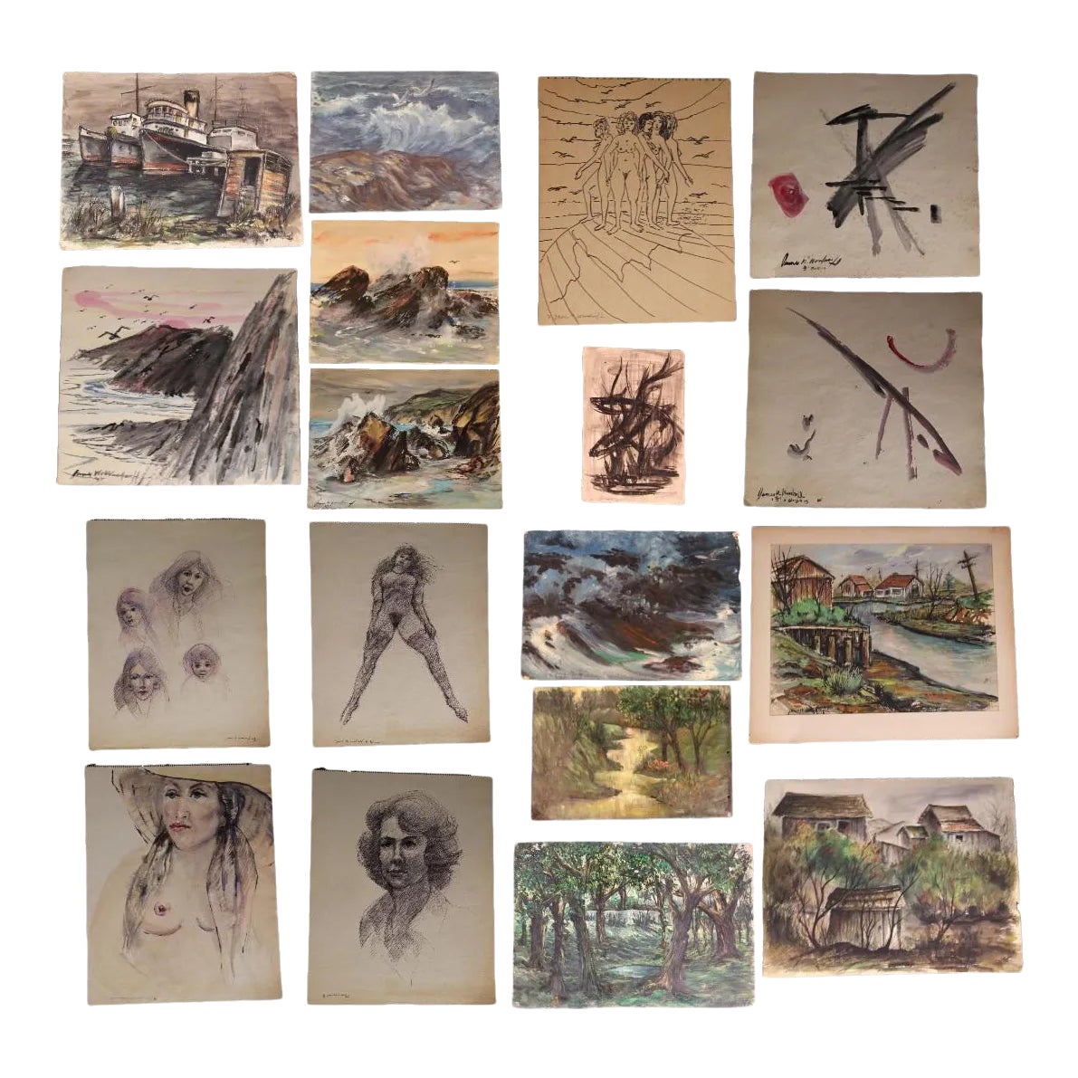 James W. Woodruff Lot of 17 James Woodruff Landscape, Abstract and ...