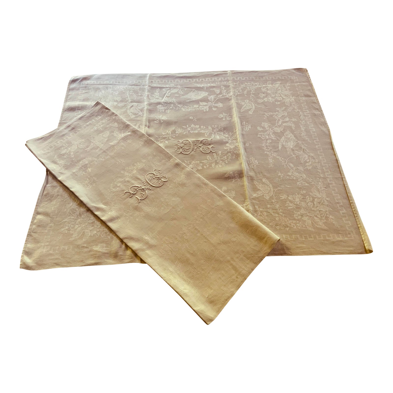 Circa 1860 Antique French Linen Napkins- Set of 2 | Chairish
