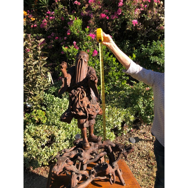 Early 19th Century Chinese Root Carving Man- God of Longevity | Chairish