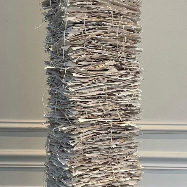 Contemporary Muslin and Canvas Paper Standing Sculpture | Chairish