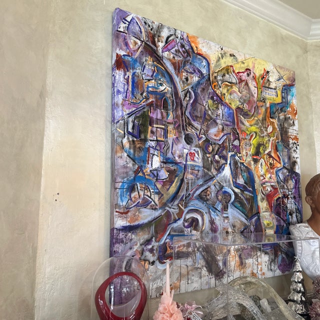 Abstract Mixed Media Painting 'Dada Lovecats' by Texas Artist Jason ...